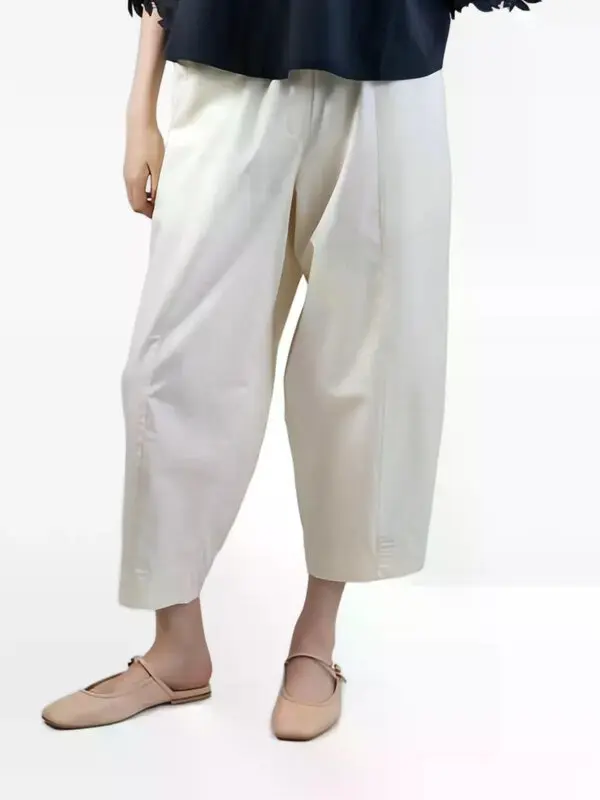 PSOPHIA Soft-volume Elastic-waistband Wide-leg Cotton Trousers - Neutrals