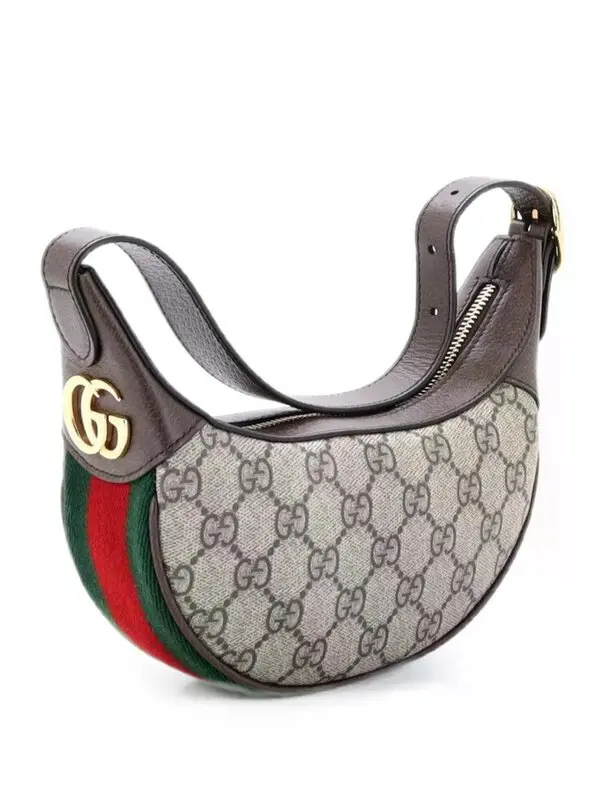 Gucci Ophidia Half Moon Bag Gg Coated Canvas Mini Hobo Bag - Brown