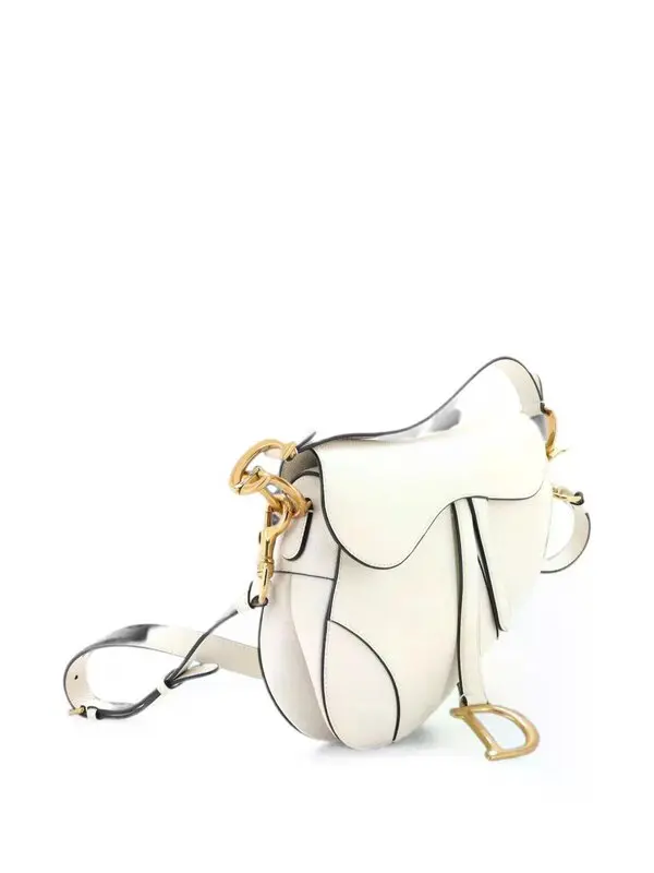 Dior Saddle Handbag Leather Medium Shoulder Bag - White