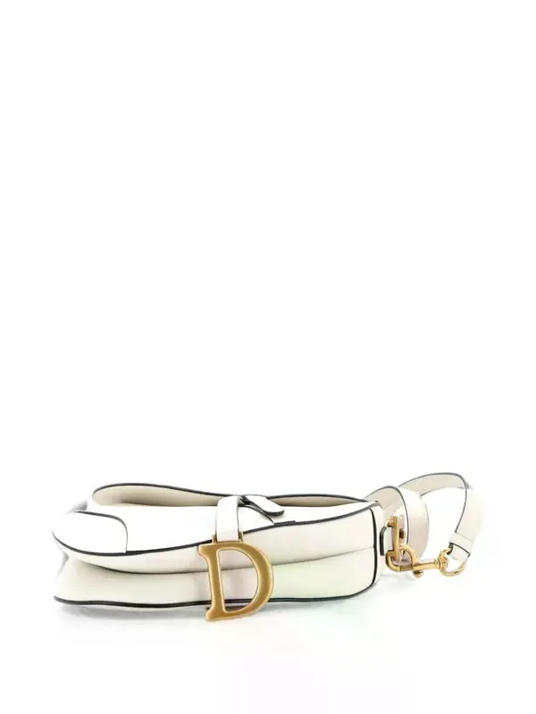 Dior Saddle Handbag Leather Medium Shoulder Bag - White
