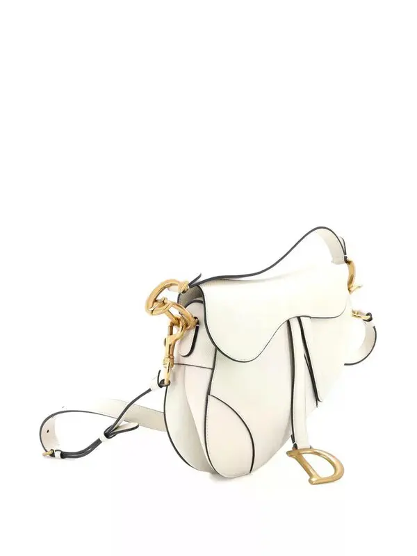 Dior Saddle Handbag Leather Medium Shoulder Bag - White