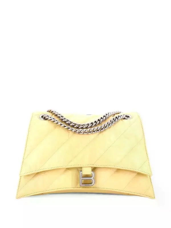 Balenciaga Crush Chain Flap Bag Quilted Crushed Calfskin Medium Shoulder Bag - Yellow