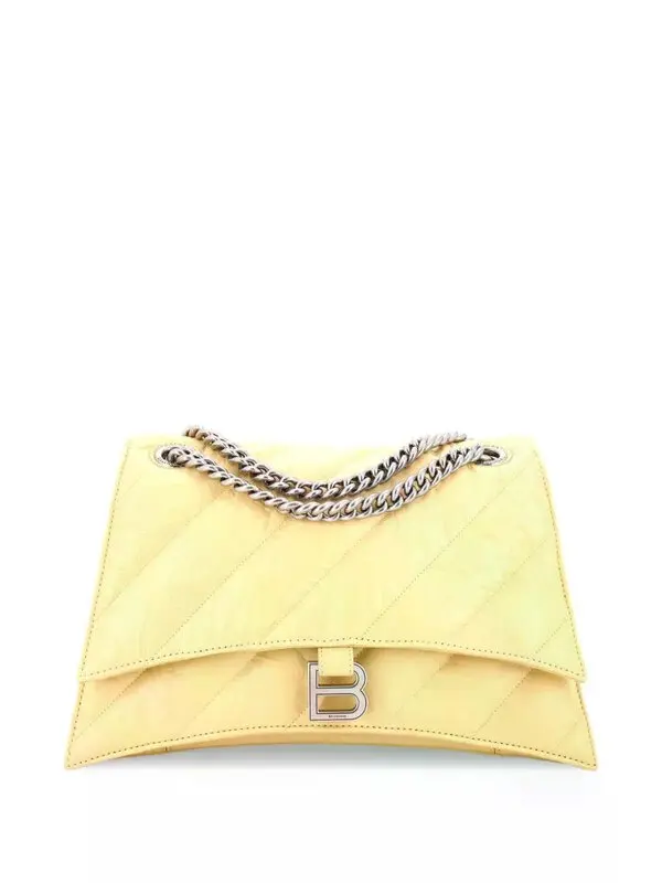 Balenciaga Crush Chain Flap Bag Quilted Crushed Calfskin Medium Shoulder Bag - Yellow