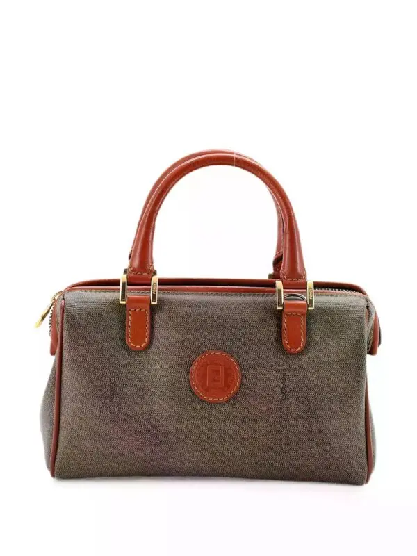 Fendi Vintage Pequin Convertible Boston Bag Coated Canvas Mini Satchel - Brown