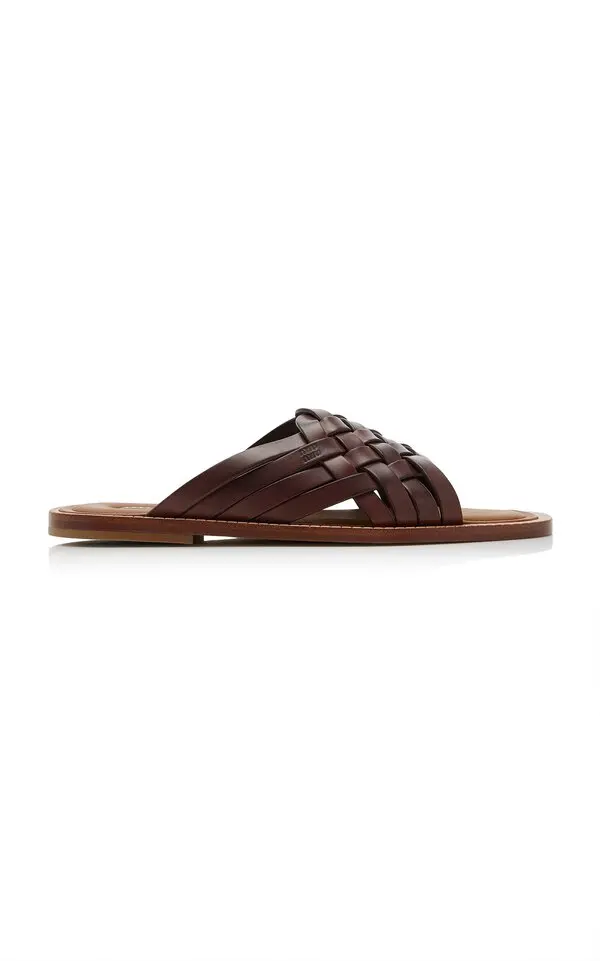 Miu Miu Woven Leather Sandals - Brown