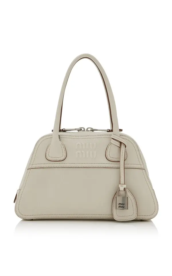 Miu Miu Vivant Leather Bowling Bag - Ivory