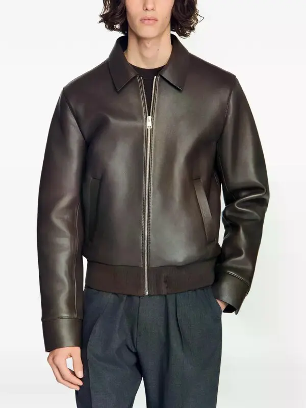 Sandro Lambskin Zip-up Jacket
