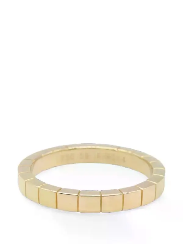 Cartier 18k Yellow Engraved Logo Square-link Band Ring