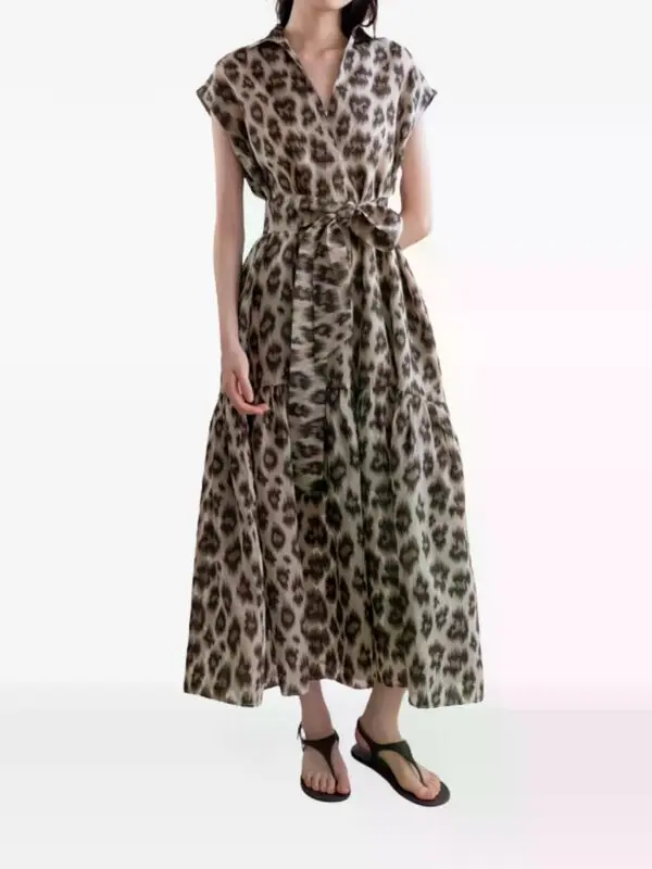 PSOPHIA Animal-print Tie Midi Dress - Neutrals