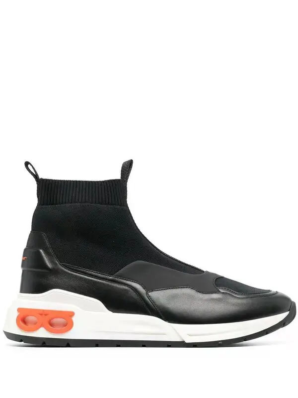 FERRAGAMO Gancini Sock High-top Sneakers - Black