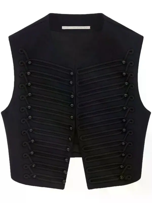Stella McCartney Braided Cropped Wool Waistcoat - Black