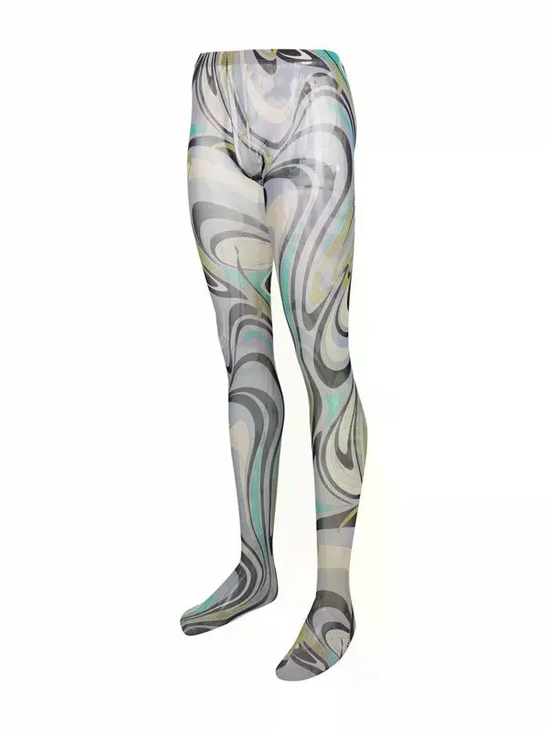 Emilio Pucci Semi-sheer Graphic-print Tights - Blue
