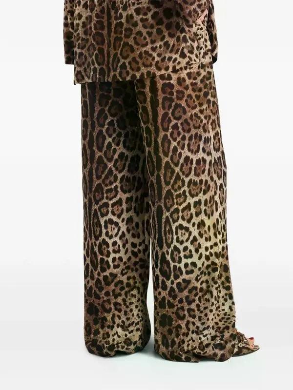 Dolce & Gabbana Leo-print Charmeuse Trousers - Neutrals
