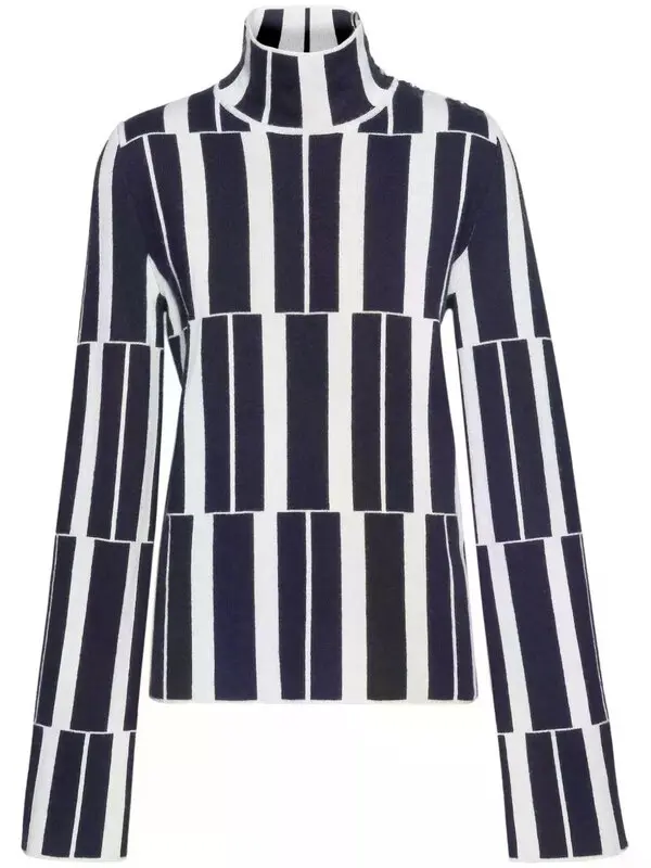 FERRAGAMO Stripe-pattern Cashmere Jumper - Blue