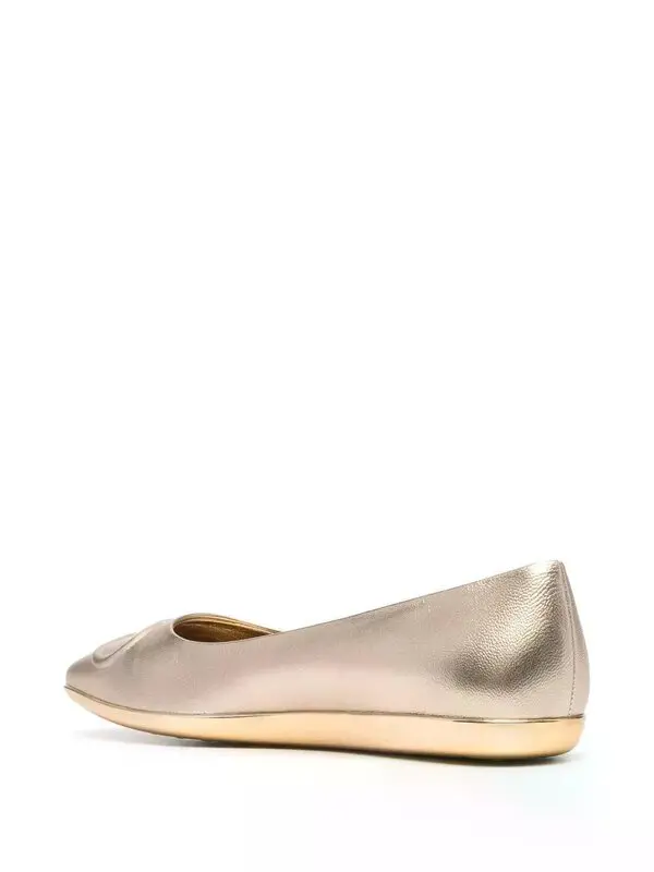 FERRAGAMO Gancini Motif Square-toe Ballerina Flats