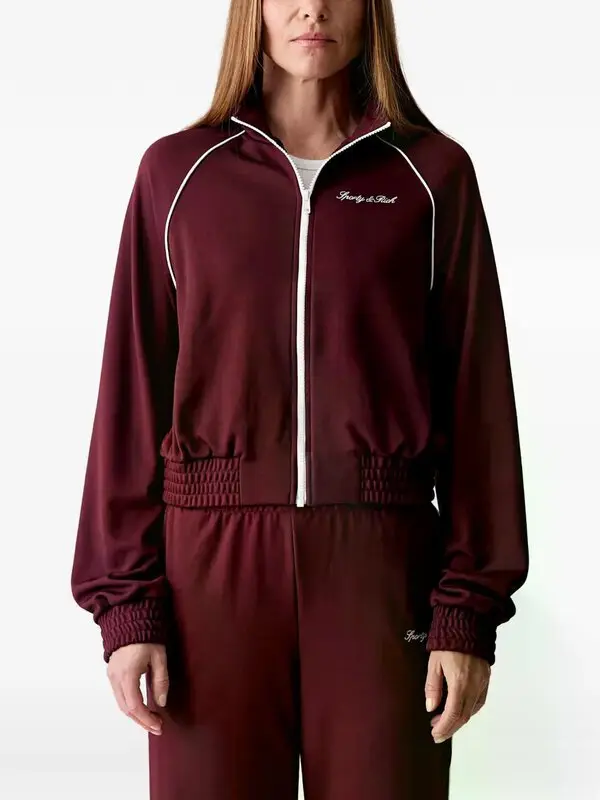 SPORTY & RICH Logo-embroidered Piped Track Jacket - Red
