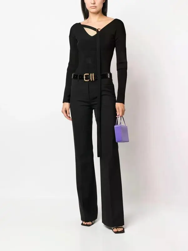 FERRAGAMO V-neck Knitted Bodysuit - Black