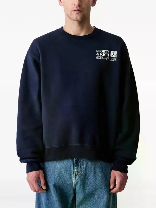 SPORTY & RICH Logo Print Crew Neck Sweatshirt