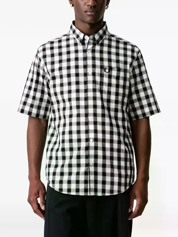 Fred Perry Gingham-check Short-sleeve Shirt - Black