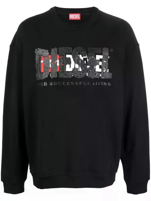 DIESEL® Logo-print Cotton Sweatshirt - Black