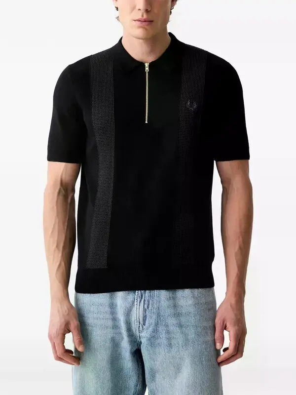 Fred Perry Zip-fastening Polo Shirt - Black
