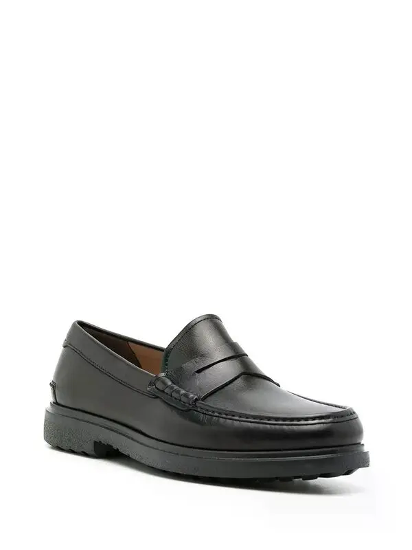 FERRAGAMO Leather Penny Loafers - Black