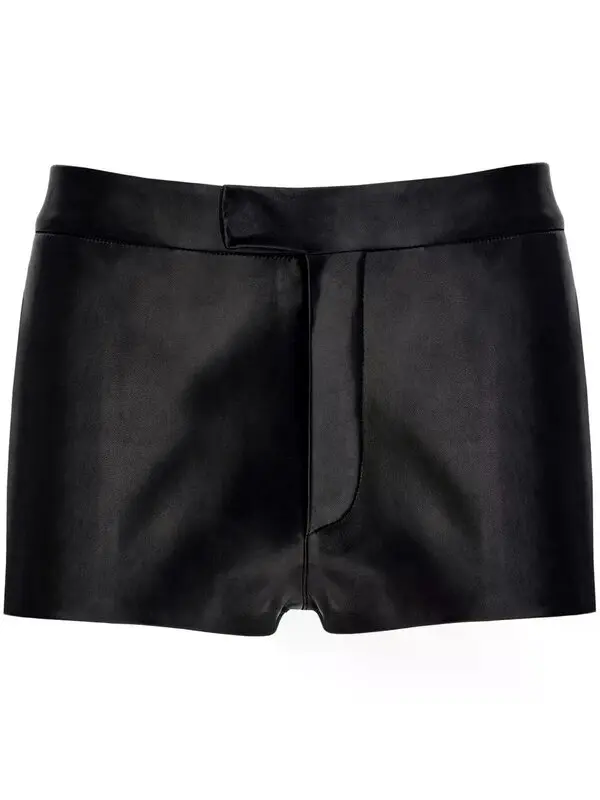 FERRAGAMO Nappa-leather Mini Shorts - Black