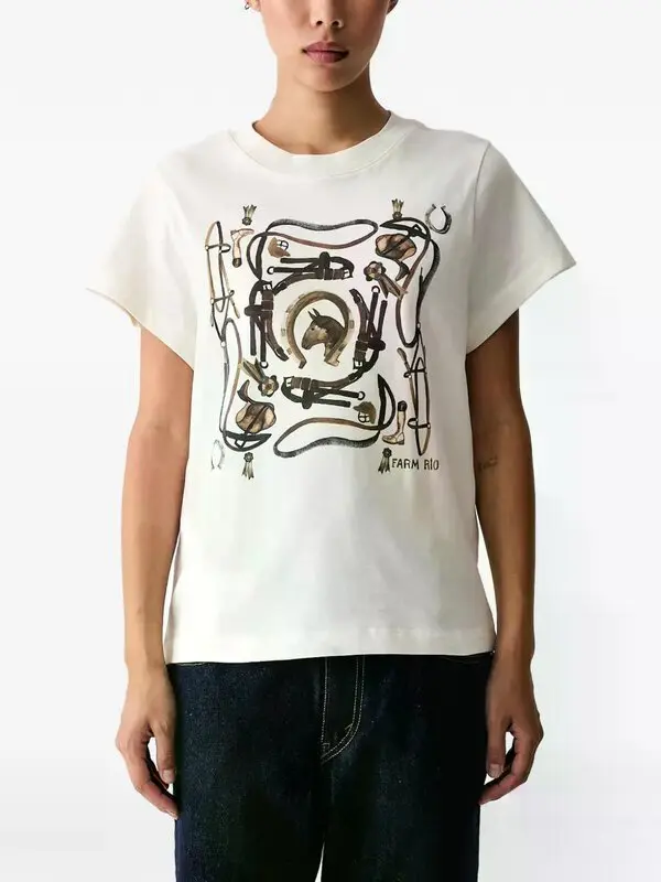 Farm Rio Graphic-print T-shirt - Neutrals