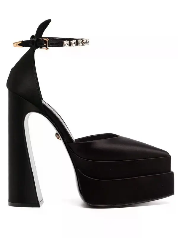 Versace 120mm Satin Platform Sandals - Black