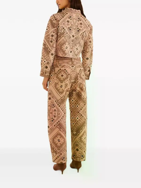 Farm Rio Geometric Embroidered Straight-leg Trousers