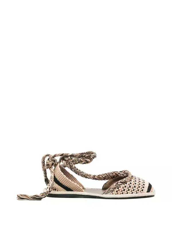 AMAMBAIH Rosa Braided Tie-fastening Ballet Flats - Neutrals