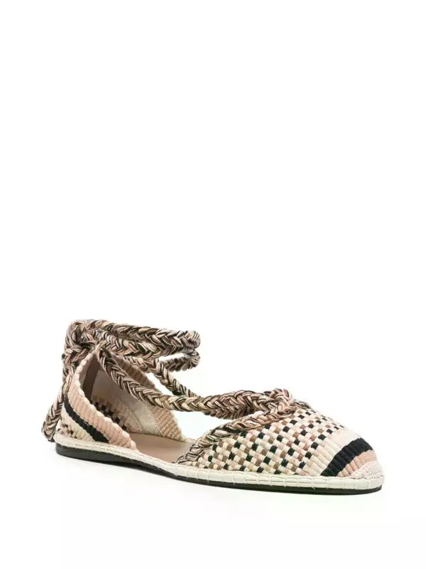 AMAMBAIH Rosa Braided Tie-fastening Ballet Flats - Neutrals