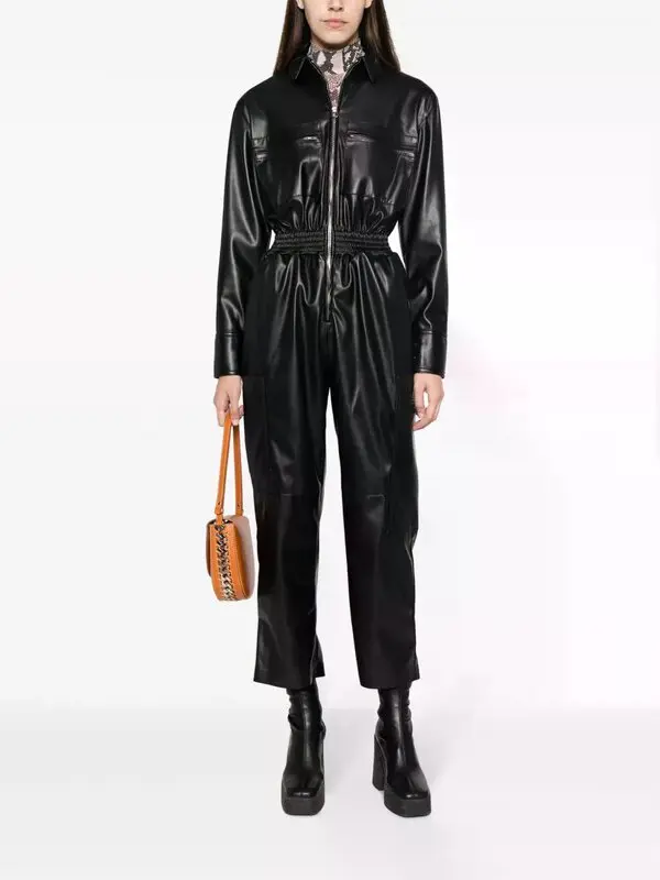 Stella McCartney Altermat Elasticated-waist Faux-leather Jumpsuit - Black