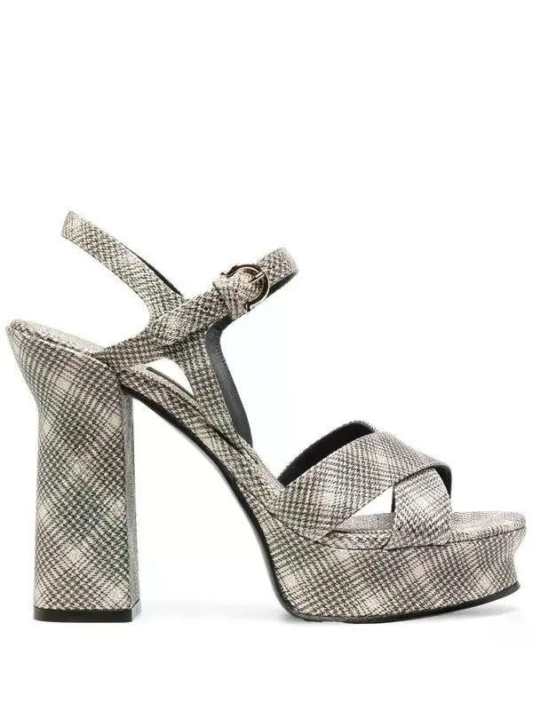 FERRAGAMO Sonya Checked 120mm Sandals - Neutrals