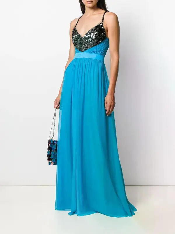 Emilio Pucci Sequinned Neckline Long Dress