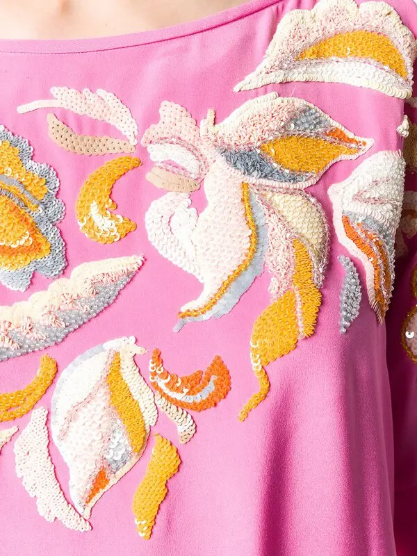 Emilio Pucci Silk Kaftan Dress With Floral Embroidery