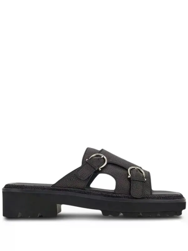 FERRAGAMO Gancini-buckled Sandals - Black