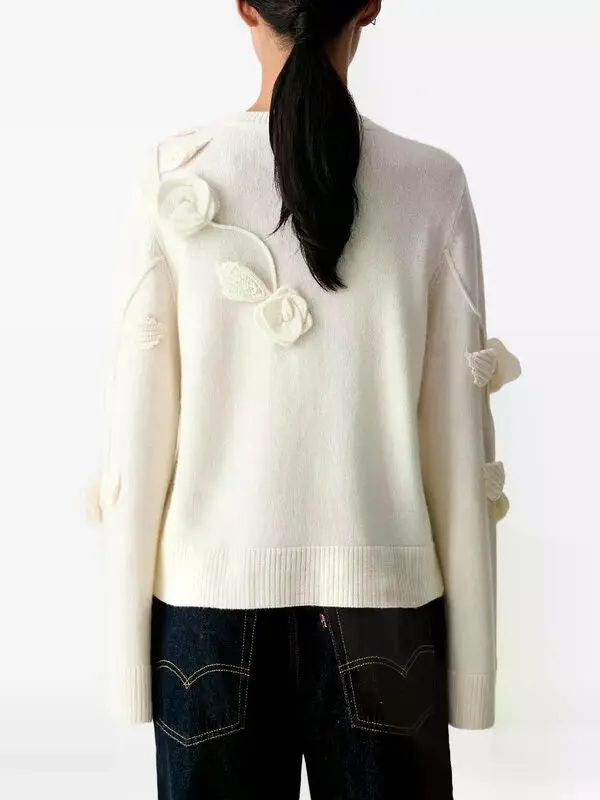 Farm Rio Floral-appliqué Button-up Cardigan - Neutrals