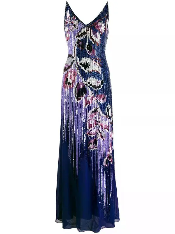 Emilio Pucci Sequin Embellished Peony Dress - Blue