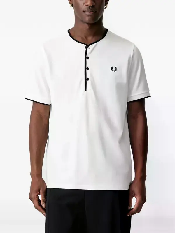 Fred Perry Logo-embroidered Henley T-shirt - White