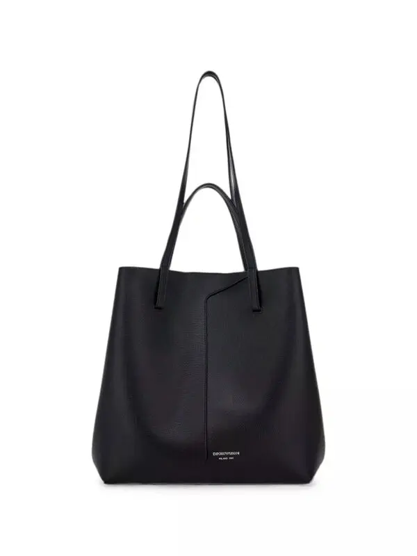 Emporio Armani 1981 Logo-print Pebbled-leather Tote Bag - Black