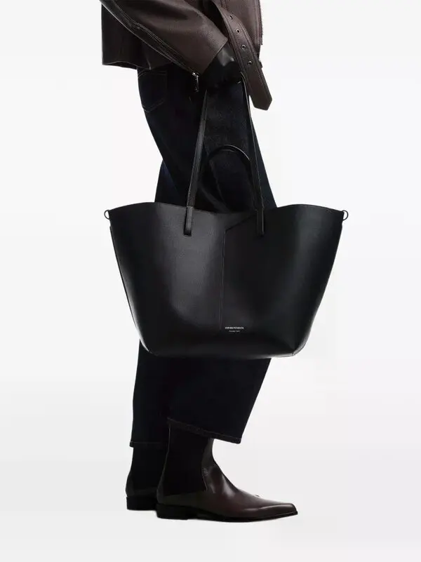 Emporio Armani 1981 Logo-print Pebbled-leather Tote Bag