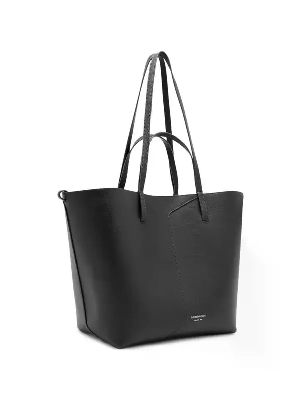 Emporio Armani 1981 Logo-print Pebbled-leather Tote Bag