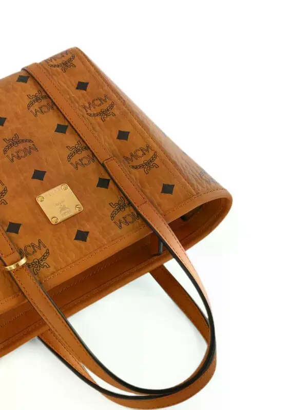 Mcm Toni Visetos-print Logo-plaque Tote Bag