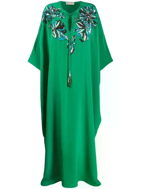Emilio Pucci Long Beaded Kaftan - Green
