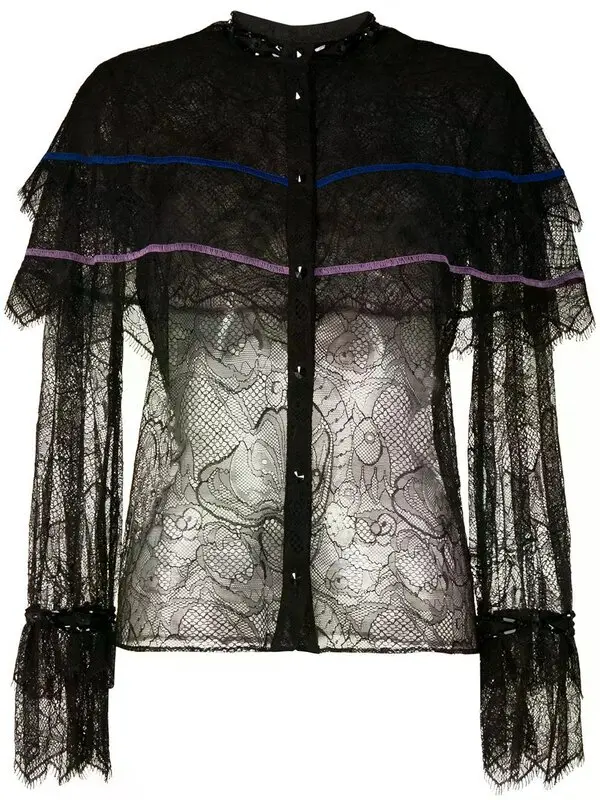Emilio Pucci X Koché Ruffle-detail Lace Blouse - Black