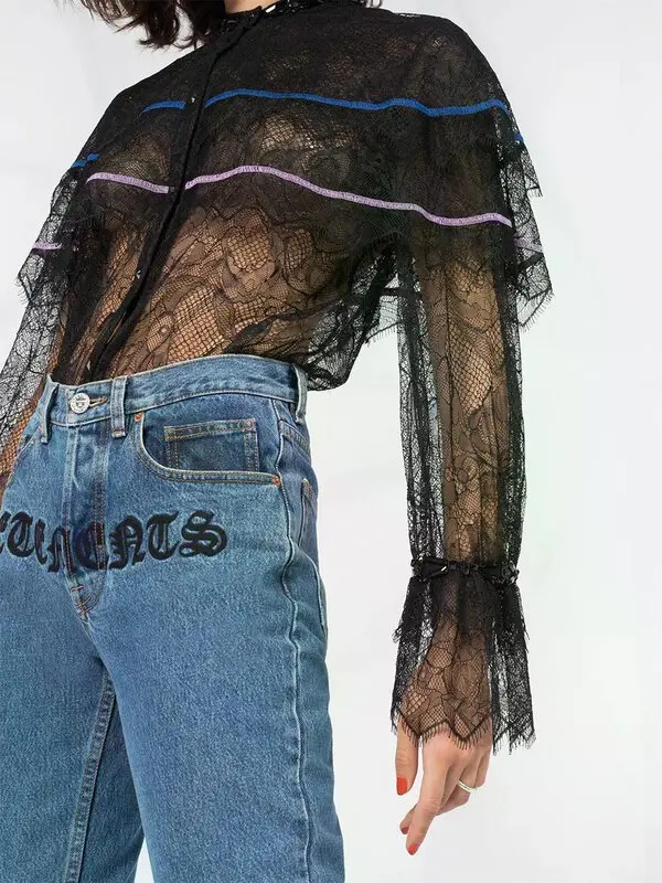 Emilio Pucci X Koché Ruffle-detail Lace Blouse