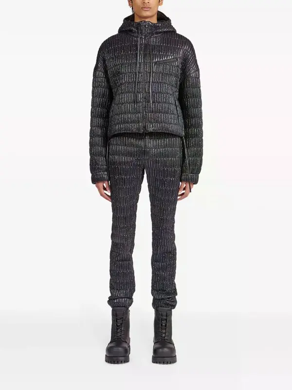 FERRAGAMO Metallic-finish Padded Trousers - Black