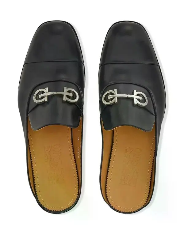 FERRAGAMO Gancini Leather Backless Loafers