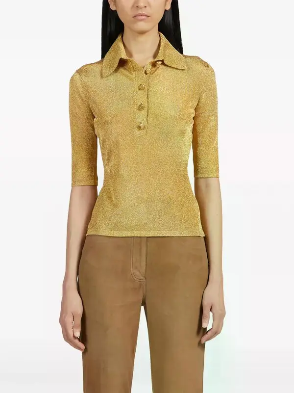FERRAGAMO Straight-point Collar Cotton-blend Top